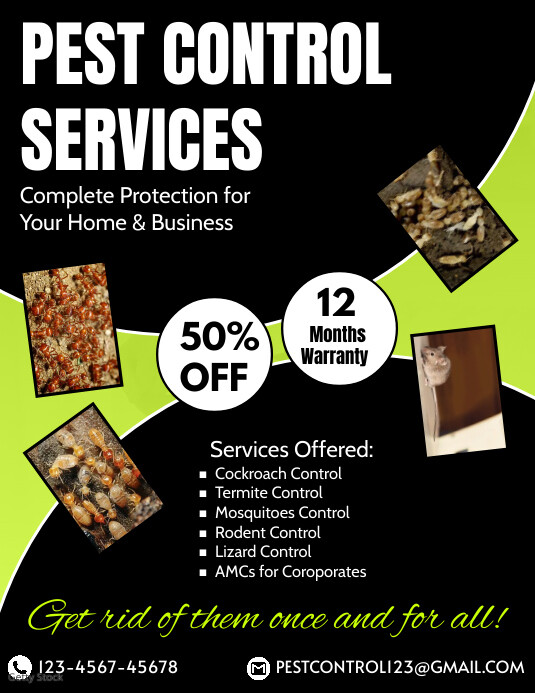 Black Maximalist Pest Control Flyer (us Lett Template | PosterMyWall