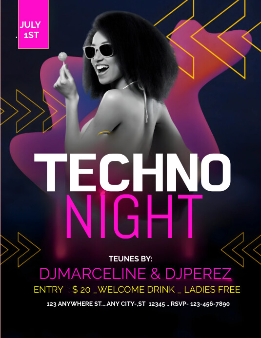 Black Maximalist Pink And Black, Techno Night Template | PosterMyWall