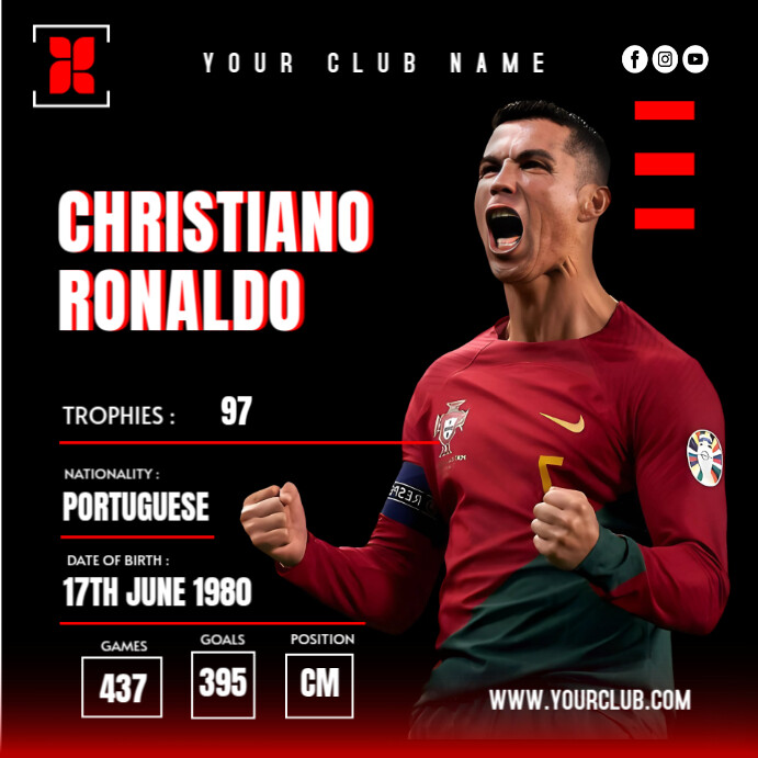 Black Maximalist Player Profile Instagram Post Templat | PosterMyWall