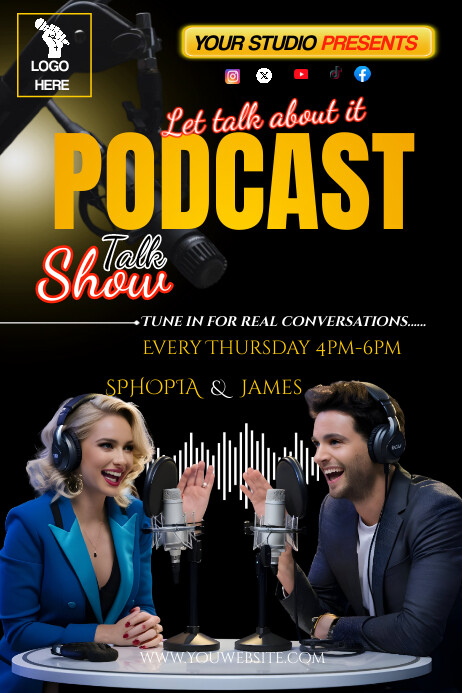Black Maximalist Podcast Talk Show Poster Template | PosterMyWall