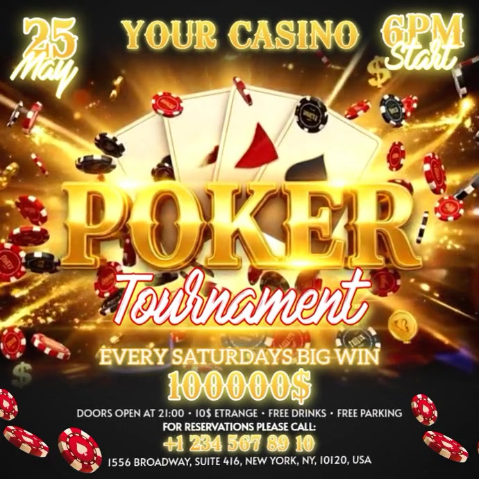 Black Maximalist Poker Tournament Instagram Post Video Template ...