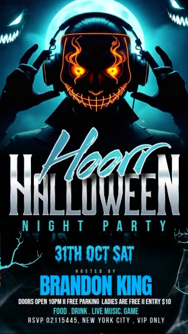 Black Maximalist Postermywall Halloween Party Flyer Facebook Story ...