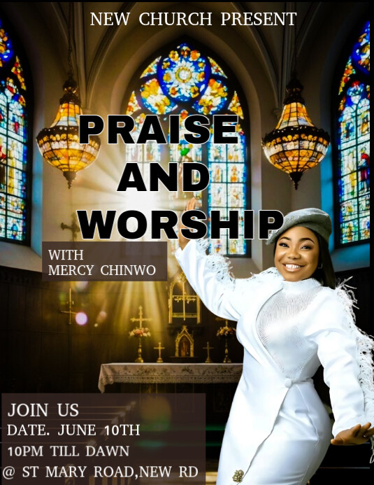 Black Maximalist Praise And Worship Flyer (us Letter) Template | PosterMyWall