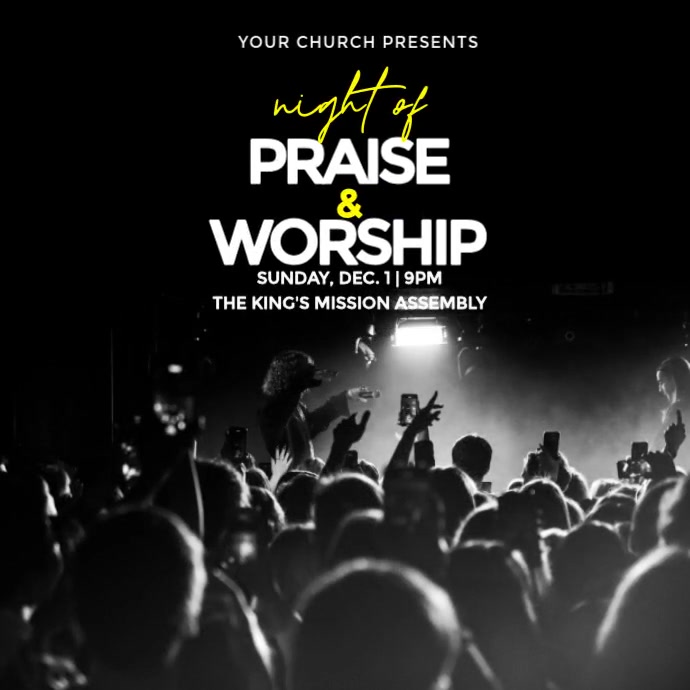 Black Maximalist Praise And Worship Night Instagram Post Template | PosterMyWall