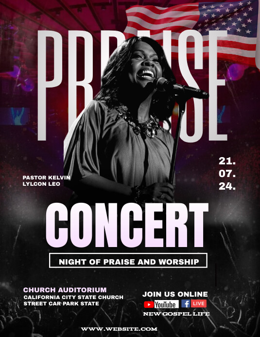 Black Maximalist Praise Concert Flyer Design Template | PosterMyWall
