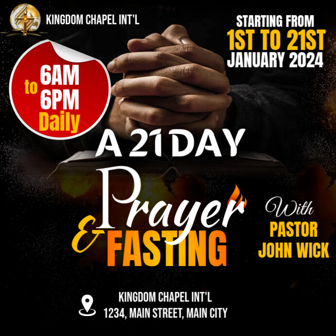 Black Maximalist Prayer And Fasting Instagram Post Template | PosterMyWall