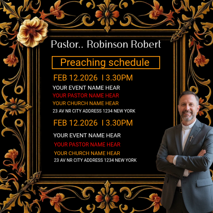 Black Maximalist Preaching Schedule Instagram Post Template | PosterMyWall