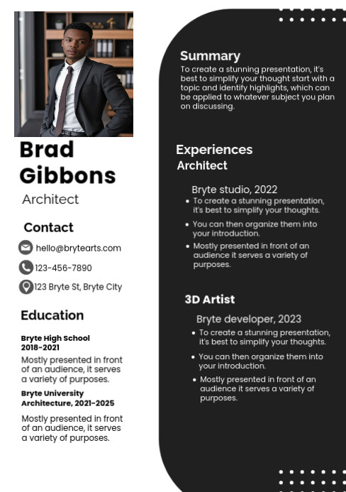Black Maximalist Professional Resume Template A5 | PosterMyWall