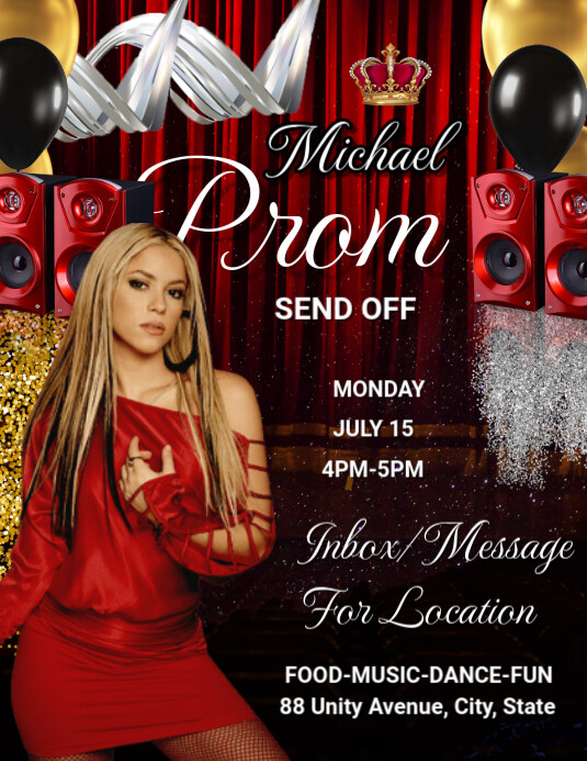 Black Maximalist Prom Send Off Flyer (us Letter) Template | PosterMyWall