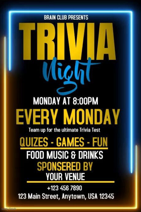 Black Maximalist Quiz And Trivia Nights Flyers Poster Template | PosterMyWall