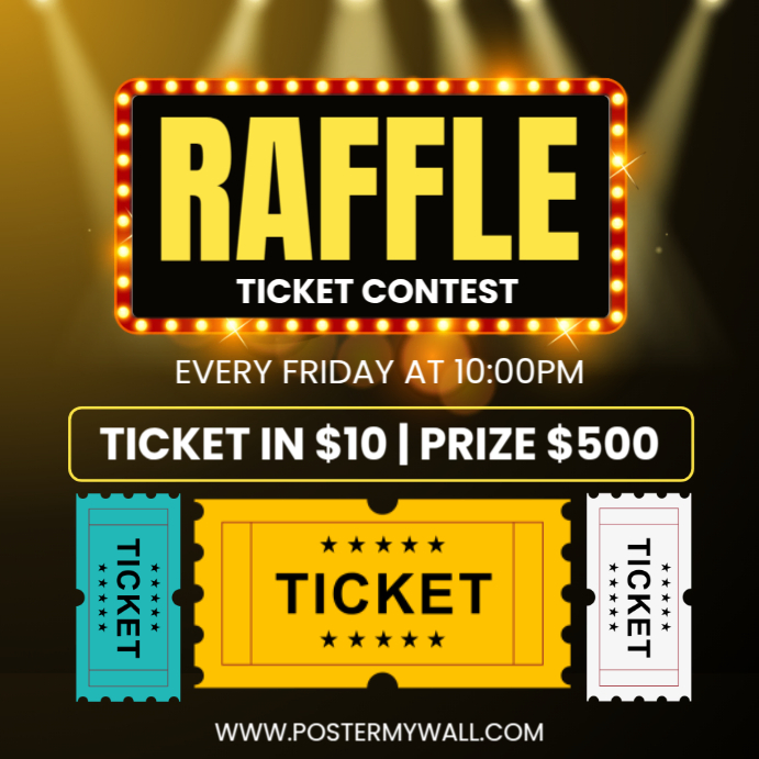 Black Maximalist Raffle Ticket Contest Instagram Post Template ...