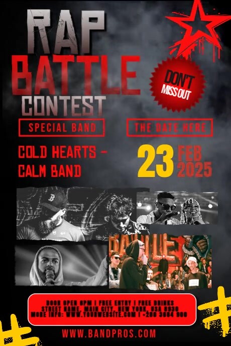 Plantilla de Black Maximalist Rap Battle Contest Poster | PosterMyWall