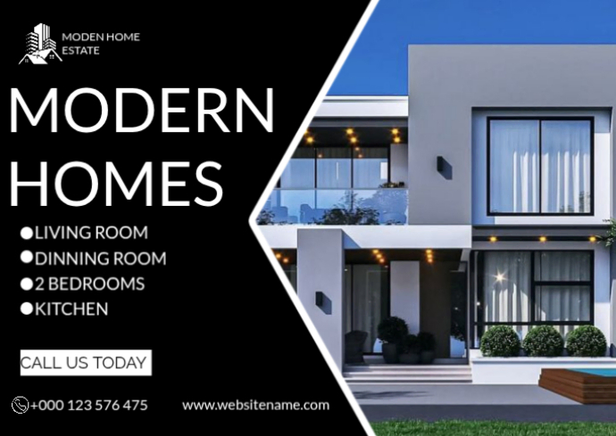 Black Maximalist Real Estate A6 Template | PosterMyWall