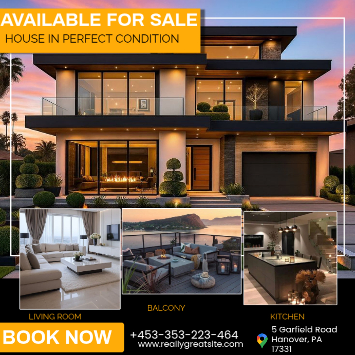 Black Maximalist Real Estate Square (1:1) Template | PosterMyWall