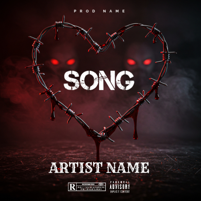 Black Maximalist Red Agressive Love Album Cover Template | PosterMyWall