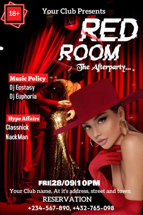 Plantilla de Black Maximalist Red Room Club Party Poster | PosterMyWall