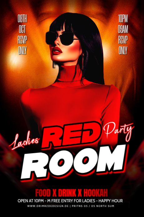 Black Maximalist Red Room Party Flyer Banner 4' × 6' Template ...