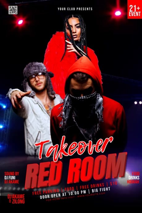 Black Maximalist Red Room Takeover Poster Template | PosterMyWall