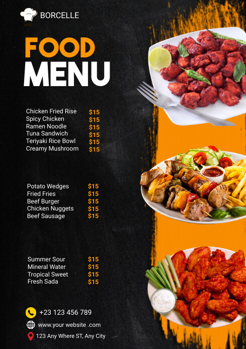 Black Maximalist Restaurant Food Menu A4 Template | PosterMyWall
