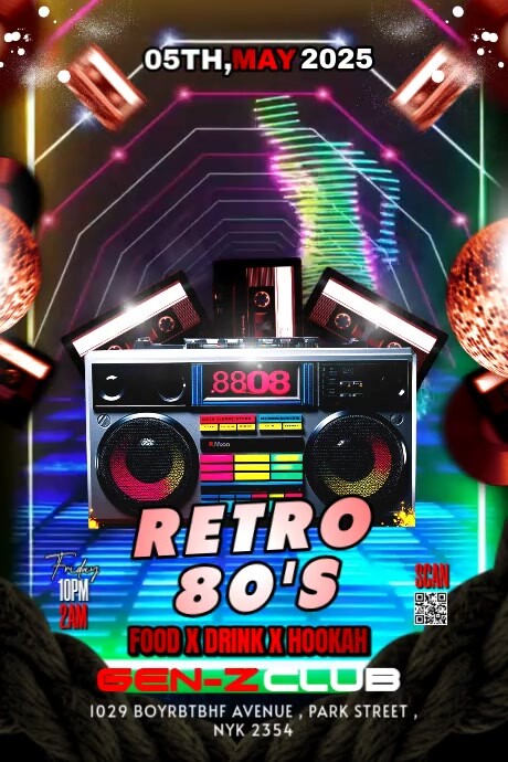 Copy of Black Maximalist Retro 80's Poster | PosterMyWall