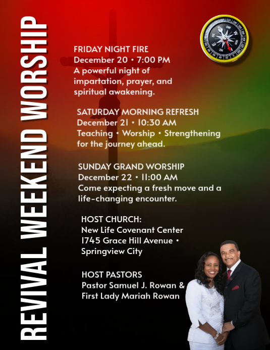 Black Maximalist Revival Weekend Worship Flyer (us Letter) Template ...