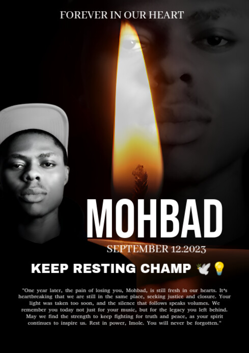 Black Maximalist Rip Mohbad A4 Template | PosterMyWall
