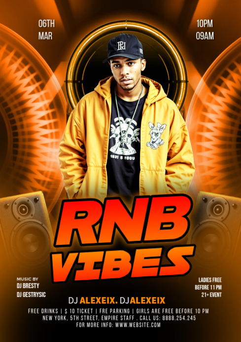 Black Maximalist RNB Music Event A4 Template | PosterMyWall