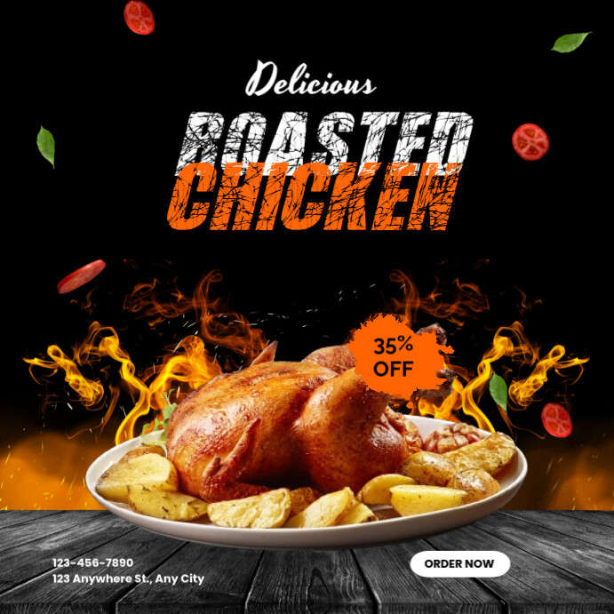 Black Maximalist Roasted Chicken Instagram Post Template | PosterMyWall