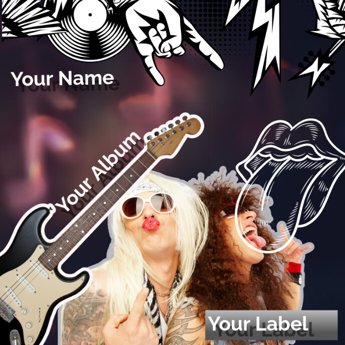 Black Maximalist Rock Music Album Cover Design Two Rock Singers With ...