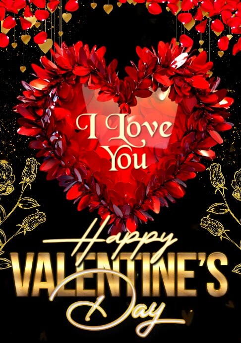 Black Maximalist Romantic Valentine Card A5 Template | PosterMyWall