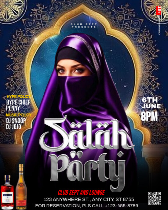 Black Maximalist Salah Party Instagram Portrait Template | PosterMyWall