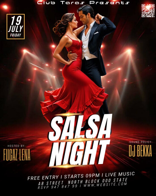 Black Maximalist Salsa Night Party Instagram Portrait Template ...