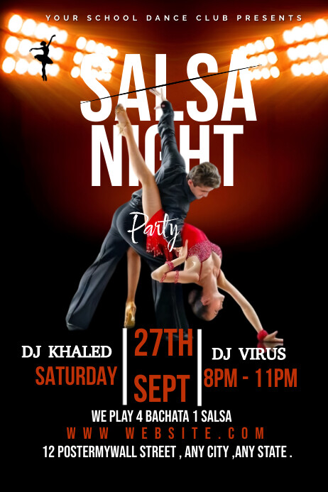 Black Maximalist Salsa Night Party Poster Template | PosterMyWall