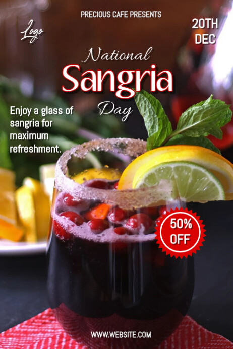 Plantilla de Black Maximalist Sangria Day Poster | PosterMyWall