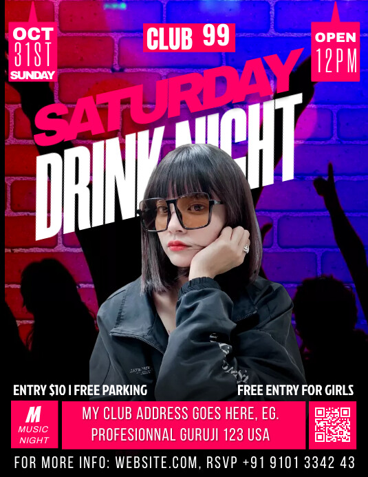 Plantilla de Black Maximalist Saturday Night Club Flyer (u | PosterMyWall