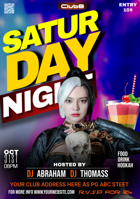Black Maximalist Saturday Night Party Ads A5 Template | PosterMyWall