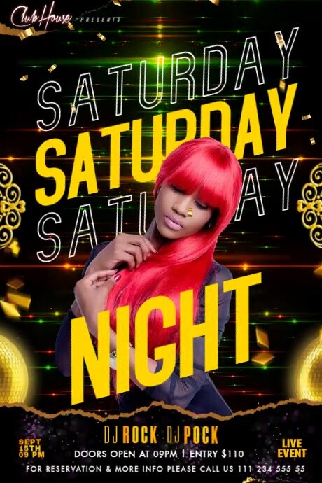 Black Maximalist Saturday Night Party Poster Template | PosterMyWall