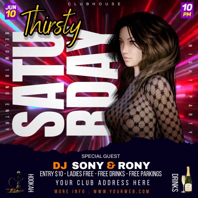 Plantilla de Black Maximalist Saturday Night Thirsty Party | PosterMyWall