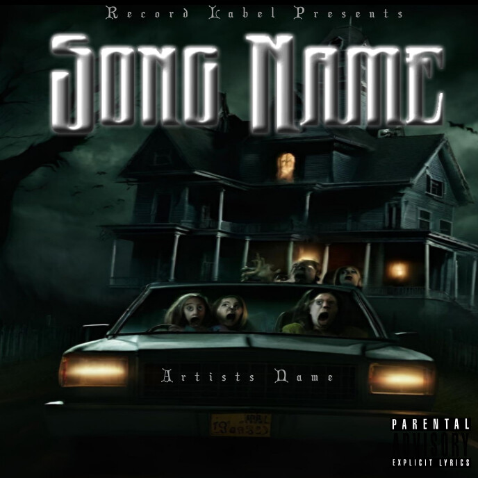 Black Maximalist Scary House Album Cover Template | PosterMyWall