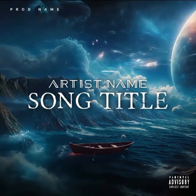 Plantilla de Black Maximalist Sea And Boat Motion Album Cover ...