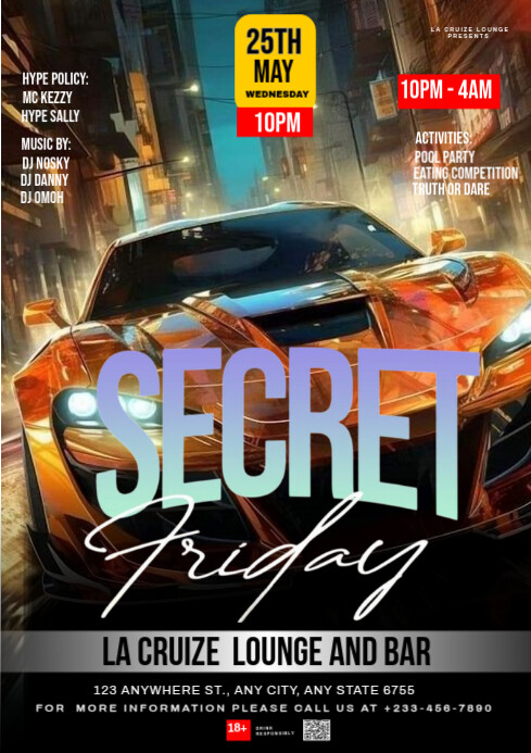 Black Maximalist Secret Friday A4 Template | PosterMyWall