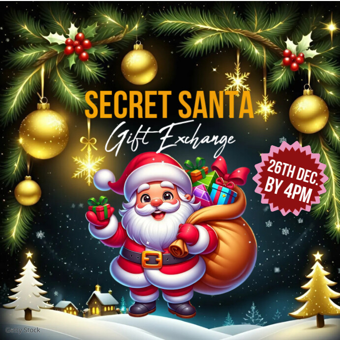 Black Maximalist Secret Santa Gift Exchange Flyer Instagram Post ...