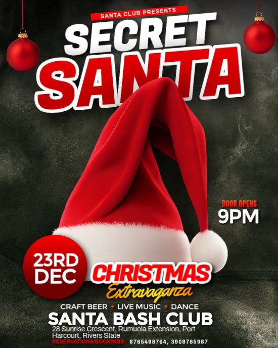 Plantilla de Black Maximalist Secret Santa Night Party Instagram ...