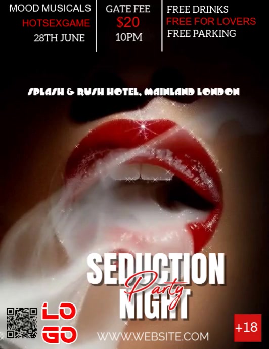 Plantilla de Black Maximalist Seduction Night Party Flyer (us Letter ...