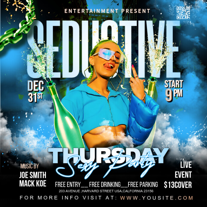 Black Maximalist Seductive Party Flyer Instagram Post Template ...