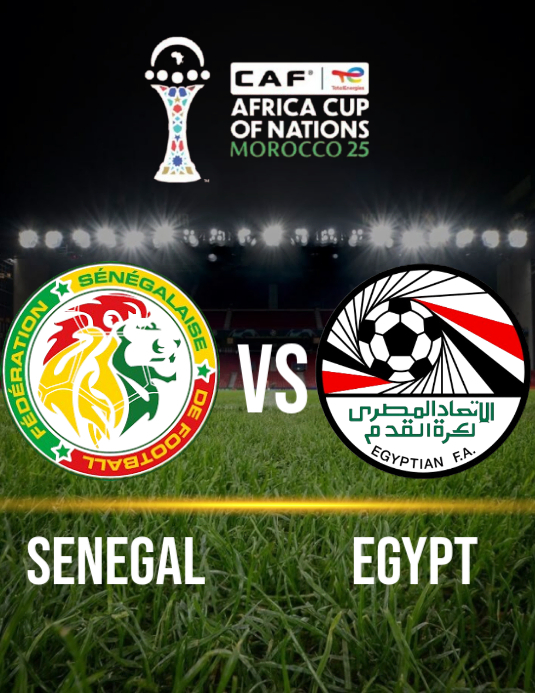 Black Maximalist Senegal Vs Egypt Afcon Morocco 25 Flyer (us Letter ...