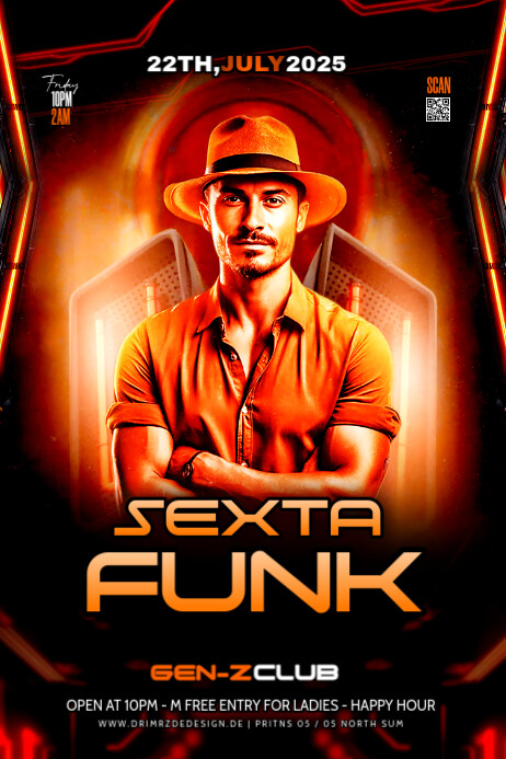 Black Maximalist Sexta Funk Party Poster Template | PosterMyWall