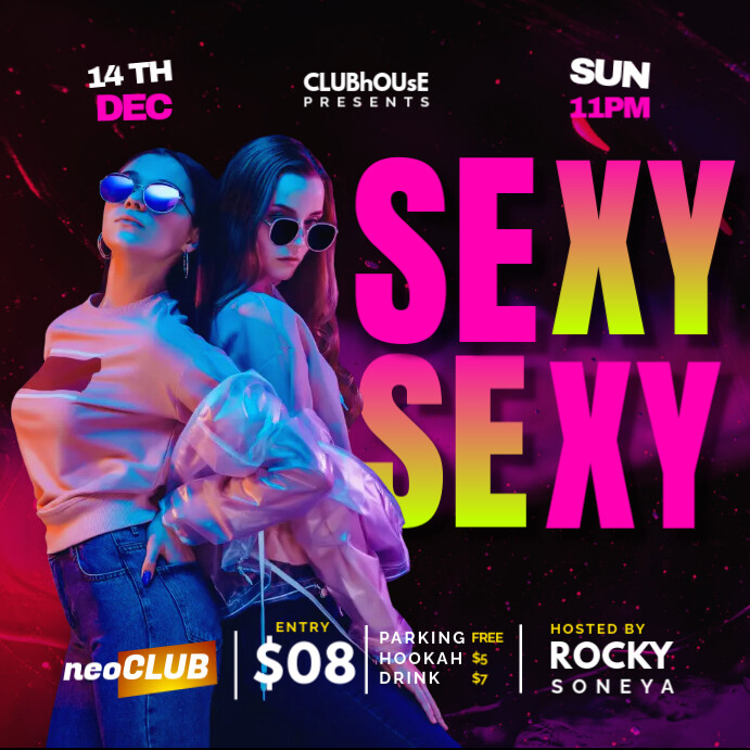 Black Maximalist Sexy Night Party Instagram Post Template | PosterMyWall