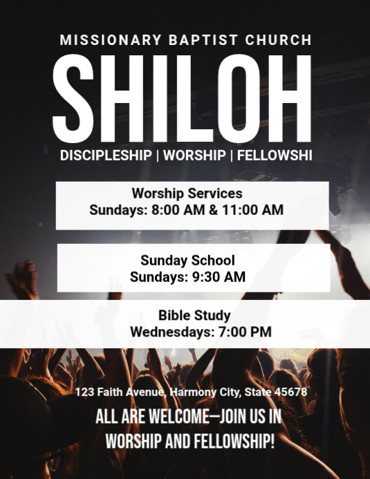 Black Maximalist Shiloh Church Flyer (us Letter) Template | PosterMyWall