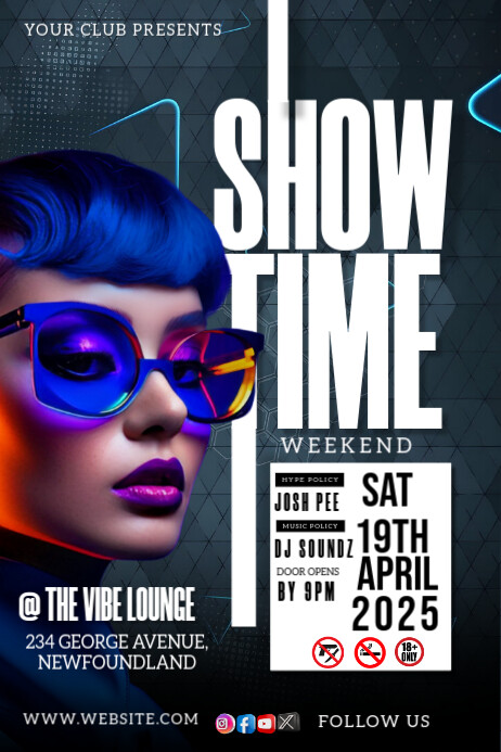 Black Maximalist Show Time Poster Template | PosterMyWall